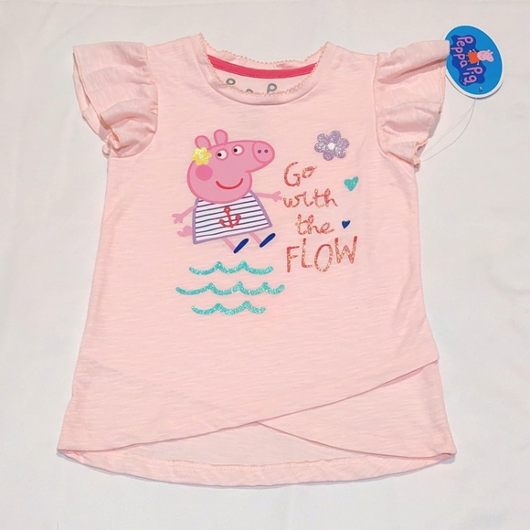Peppa Pig | Shirts & Tops | Peppa Pig Girls Light Pink Short Flutter ...